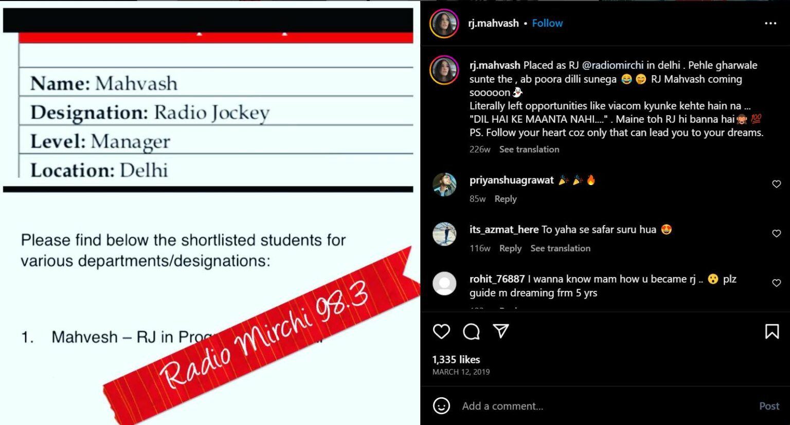 RJ Mahvash Height, Age, Family, Biography » StarsUnfolded